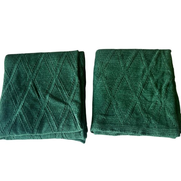 Bedding | Set Of 2 Forest Green Diamond Pattern Knit Throw Blankets ...